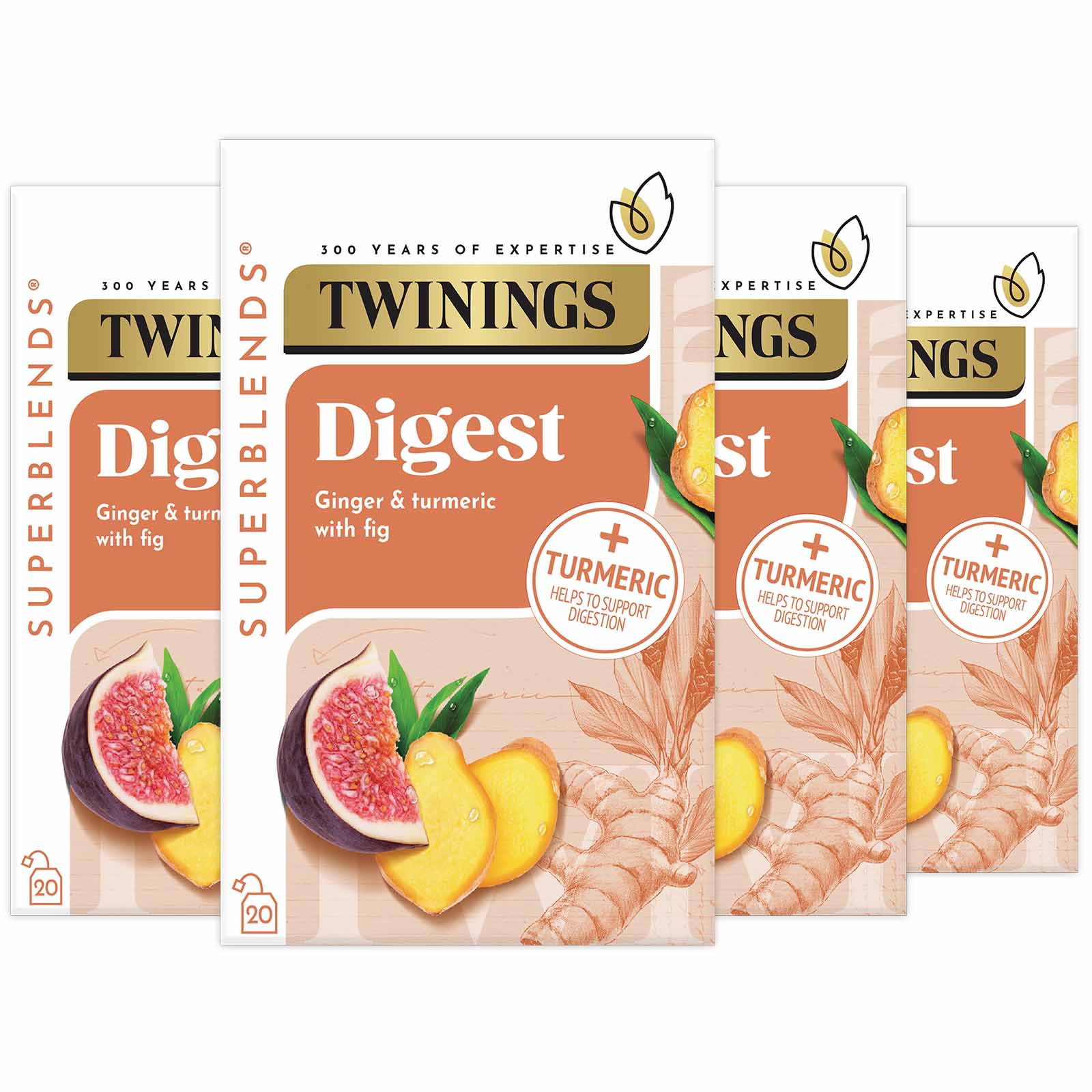 Superblends Digest Tea Ginger & Turmeric with Fig 4 x 20 Envelopes ...