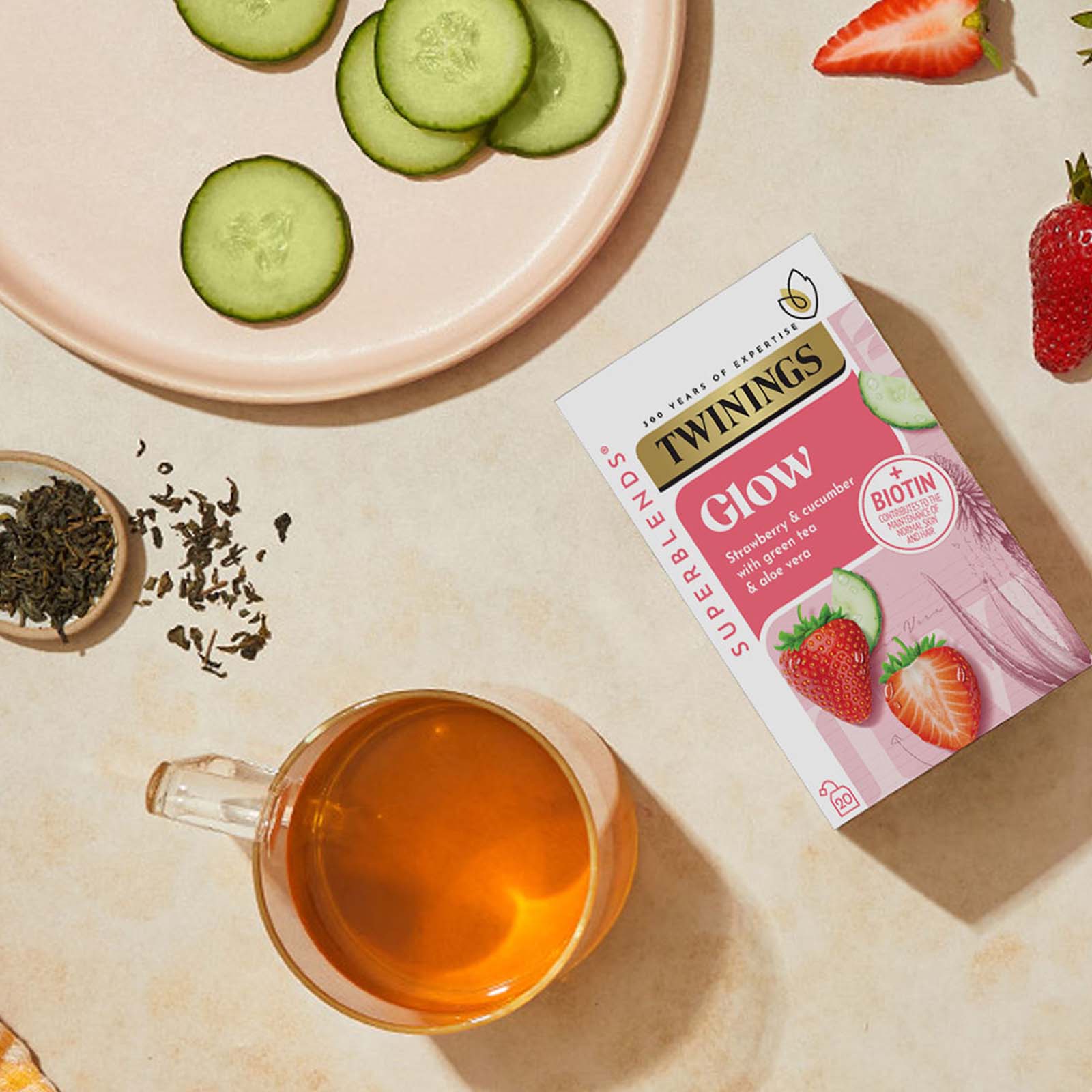 Twinings – Superblends Glow Tea – Strawberry & Cucumber with Green Tea ...