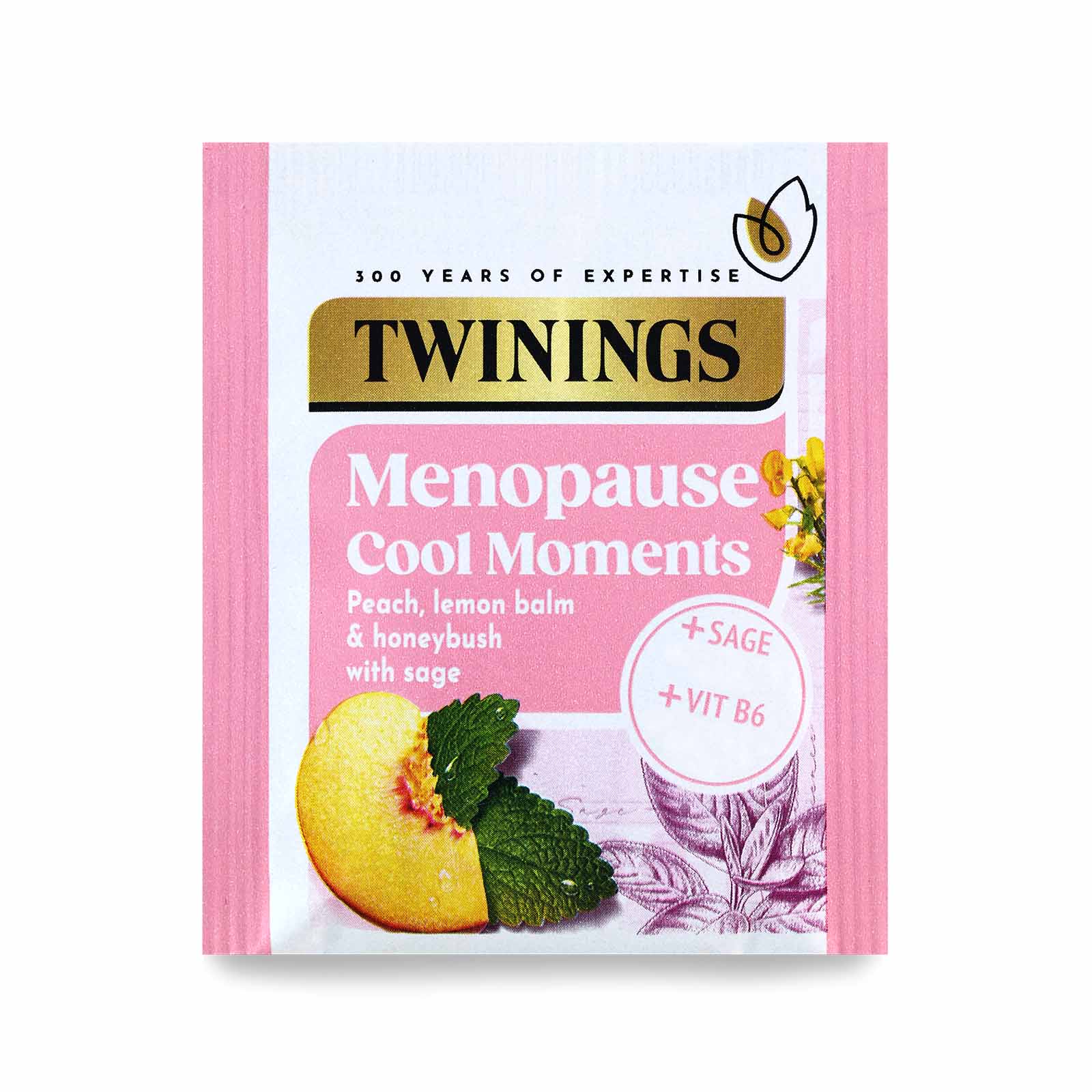 Superblends Menopause Tea Peach Lemon Balm Sage Vit B6 Envelope – Twinings