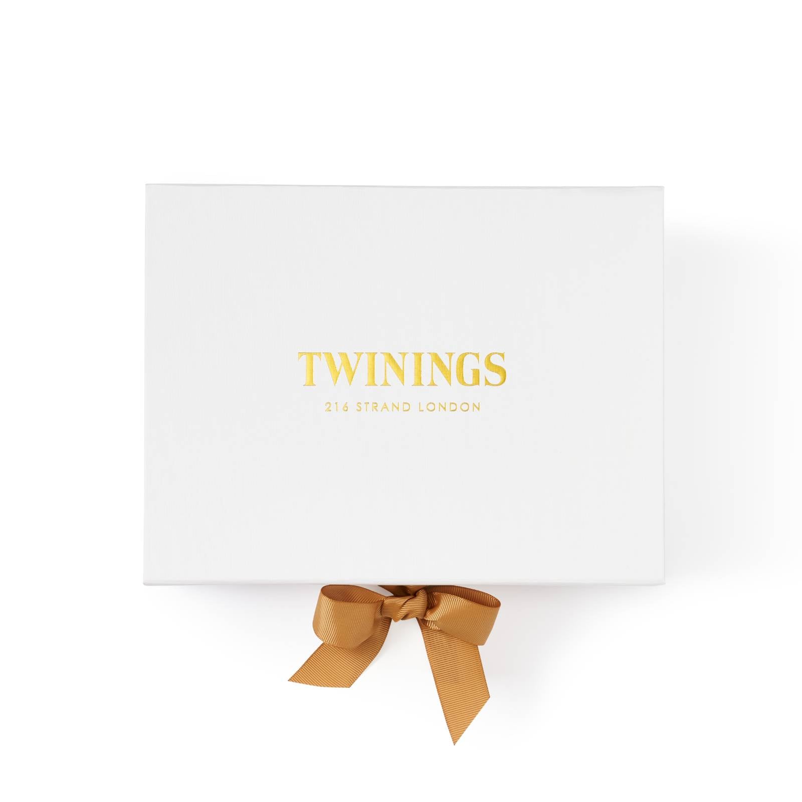 Twinings Small White Gift Box with Gold Ribbon - Empty