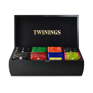 Twinings Black Wooden Tea Box - 8 Compartment Filled