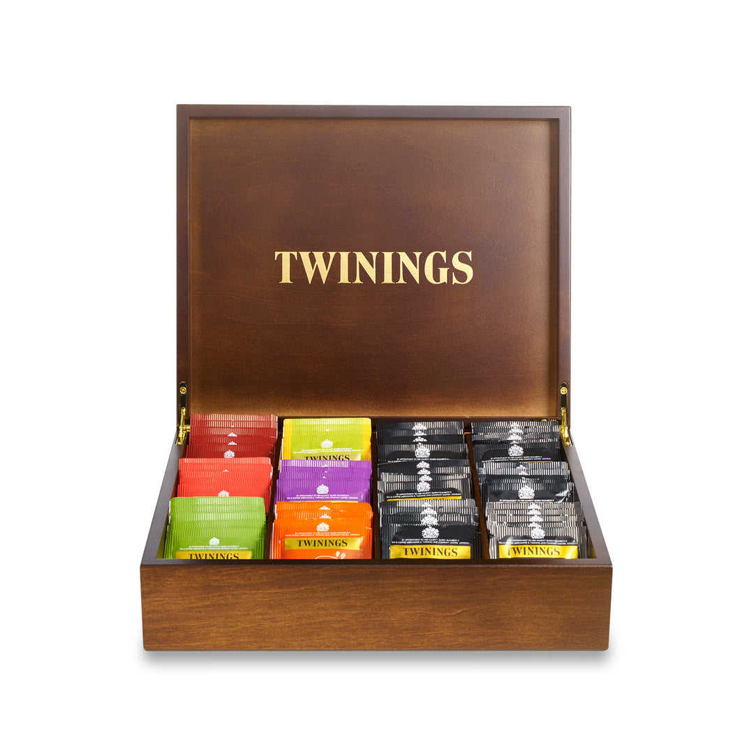 Twinings Deluxe Wooden Tea Box - 12 Compartment Filled