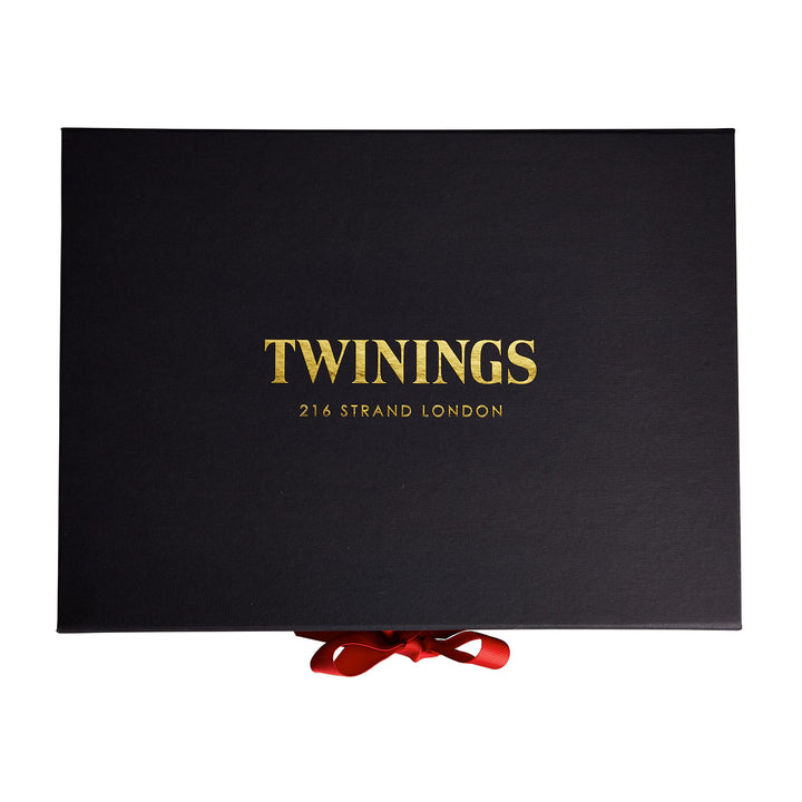 Twinings Large Black Gift Box with Red Ribbon - Empty