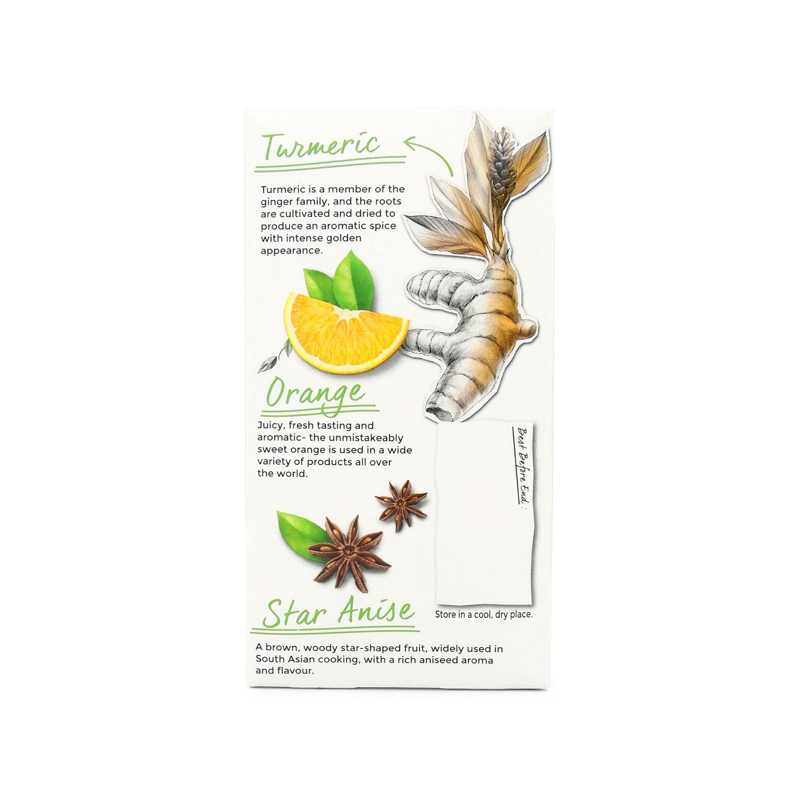 Superblends Turmeric Tea – Orange & Star Anise Green Tea – 20 Envelopes ...