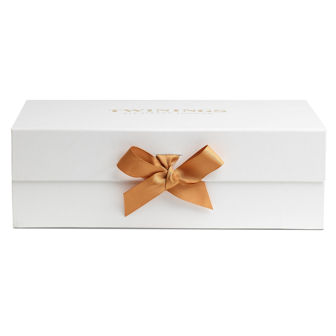 Twinings Large White Gift Box with Gold Ribbon - Empty