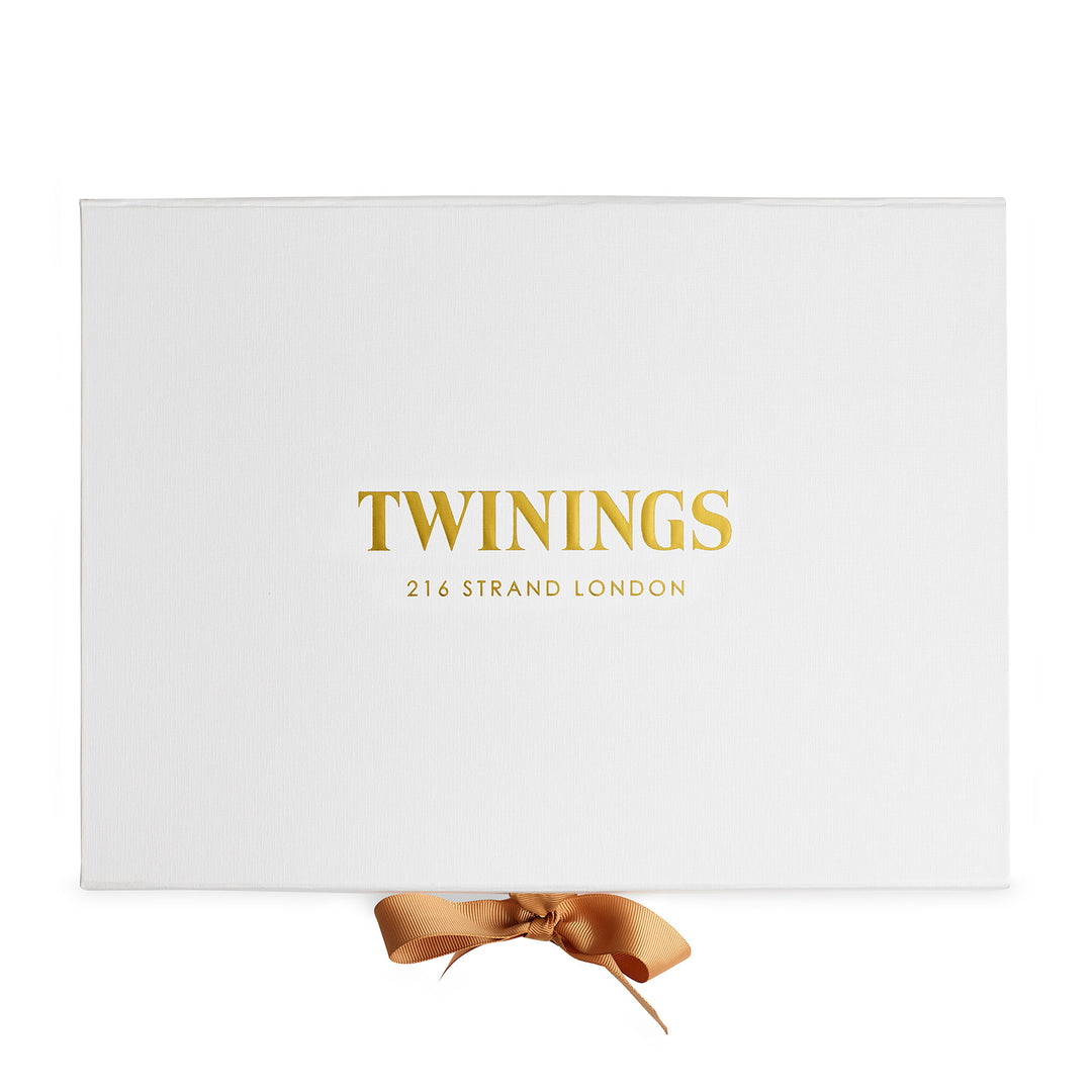 Twinings Large White Gift Box with Gold Ribbon - Empty