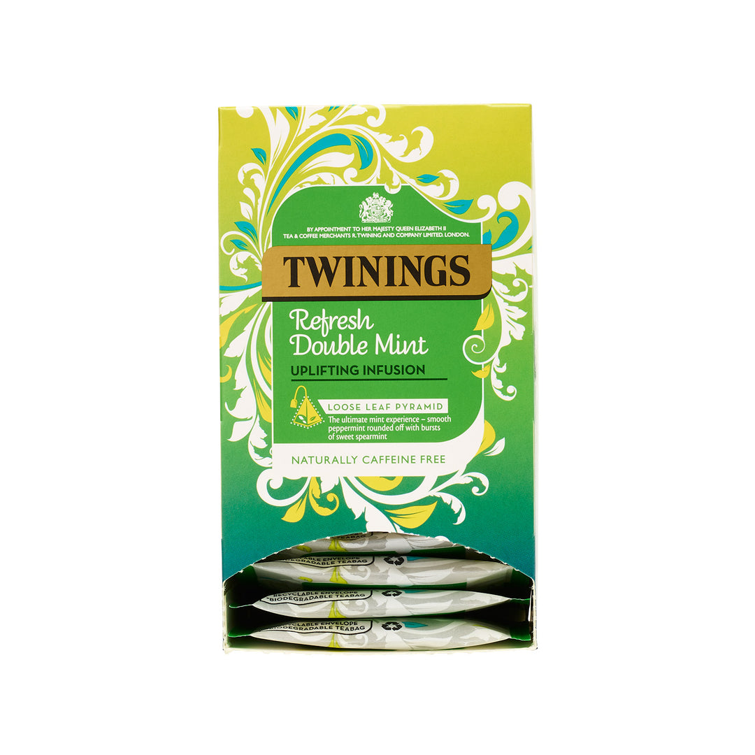 Twinings Refresh Double Mint - 15 Pyramid Bags (Individually Wrapped)