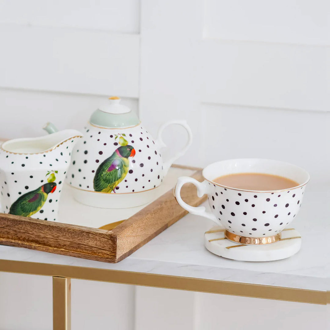 Yvonne Ellen Parrot Polka Dots Tea for One – Twinings